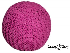 Pletený puf CRAZYSHOP SOLID Mini, růžový (ručně pletený)