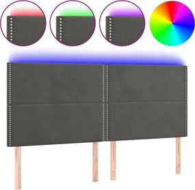 Čelo postele s LED tmavě šedé 180x5x118/128 cm samet 3122345