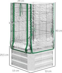Outsunny HOMCOM Sada vyvýšeného záhonu s plastovým krytem a mříží pro popínavé rostliny 53x53x90cm ideální pro zahradu a balkon | Aosom.de