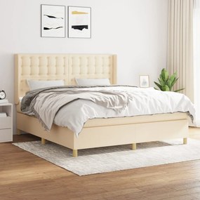 Box spring postel s matrací krémová 160x200 cm textil 3132326