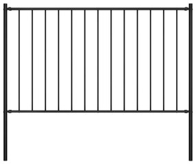 vidaXL Plotový dílec se sloupky ocel práškový lak 1,7 x 1,25 m černý