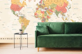 Samolepící tapeta podrobná mapa světa - 150x100 cm