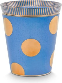 Pip Studio Dot Delight Light Blue-Gold hrnek bez ucha s odkládacím táckem 290ml, modro-zlatý (hrnek bez ucha z tenkostěnného porcelánu)