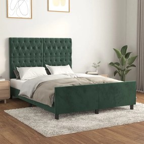 Rám postele s čelem tmavě zelený 140x200 cm samet,  3125943