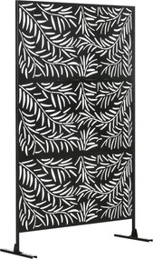 Outsunny Zábrana do pokoje 3-panelová 122 x 198 cm Ochranný panel s podstavcem s vzorem vrbového listu pro oddělení místností do zahrady, na terasu, …