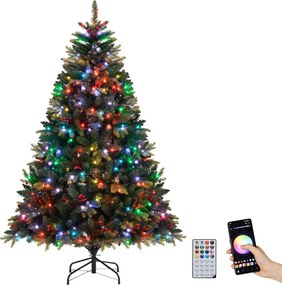 Costway 180 cm Umělý vánoční stromeček s 370 vícebarevnými RGB světly řízenými