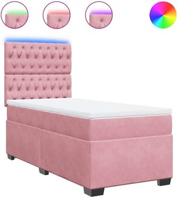 Box spring postel s matrací růžová 100x200 cm samet 3293145