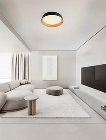 LED stmívatelné černo-dřevěné moderní stropní svítidlo Sigi