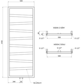 Mexen Zoom, dekorativní koupelnový radiátor 1430 x 530 mm, 477 W, bílý - W130-1430-530-00-20
