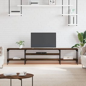 TV stolek hnědý dub 201 x 35 x 45 cm kompozitní dřevo a železo - Default Title