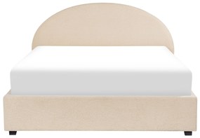 Buklé postel s úložným prostorem a taburetem 180 x 200 cm béžová VAUCLUSE Beliani