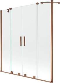 Mexen Velar Duo, 2-křídlová posuvná vanová zástěna 150 x 150 cm, 8mm čiré sklo, růžové zlato profil, 896-150-000-02-60