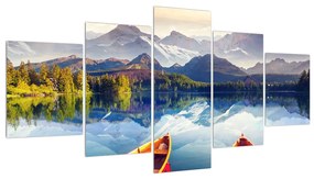 Obraz horské krajiny s jezerem (150x80 cm)