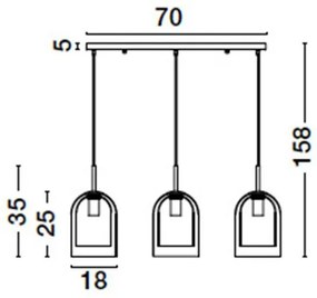 Nova Luce Závěsné svítidlo VELOR dvouvrstvé šampaň sklo E27 3x12W