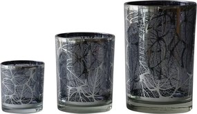 Tmavě šedý svícen Tree s motivem listů - 12*12*18cm