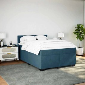 Box spring postel s matrací modrá 140 x 190 cm samet 3288610