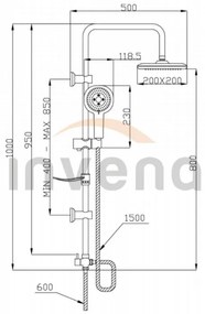 Invena Elea, sprchový sloup h-960 s ruční a hlavovou sprchou, chromová-bílá, INV-AU-82-001-M