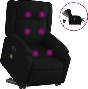 Elektrické zvedací masážní polohovací křeslo černé textil 3205240