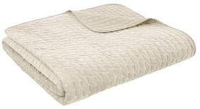 Béžový sametový prošívaný přehoz 240x260 cm Attica Velvet Embroidered – Bianca