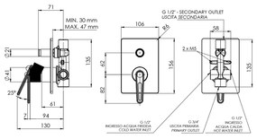 Sapho BEBÉ podomítková sprchová baterie, 2 výstupy, bronz - BB042/18