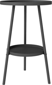 Outsunny Kulatý 2-úrovňový Zahradní Stůl Venku, Patio Stůl Ø32x51 cm s Dolním Podnosem a Kovovým Rámem pro Venkovní a Vnitřní Použití Černá | Aosom