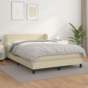 Box spring postel s matrací krémová 140x200 cm umělá kůže 3127195