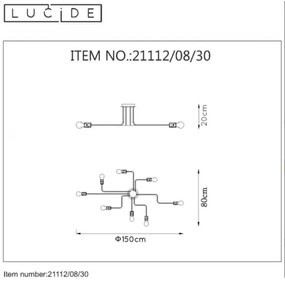 Lucide 21112/08/30 - Přisazený lustr LESTER 8xE27/40W/230V