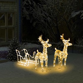 Vánoční sobi se sáněmi 160 LED diod 130 cm akryl 328514