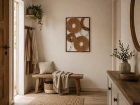 Sada 2 ks nástěnné dekorace CIRCLES kov 48x68 cm, hnědá / bílá