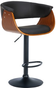 Barová židle Vestal ~ koženka, dřevo ořech - Černá