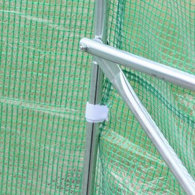 Zelený skleník Outsunny 4x2x2 m s 6 propustnými okny a zipovým rolovacím dveřmi pro pěstování rostlin a zeleniny