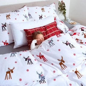SCANquilt povlečení KLASIK sobíci bílošedočervená 140 x 200/70 x 90 cm
