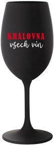 KRÁLOVNA VŠECH VÍN - černá sklenice na víno 350 ml