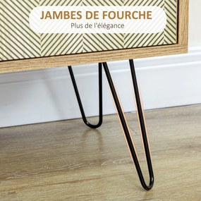 HOMCOM Úložná skříň s 4 zásuvkami a 1 skříňkou - Nohou v stylu hairpin - Boho styl - 79 x 39 x 86 cm Hnědá
