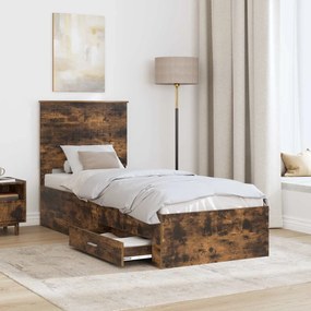 Rám postele Uzený dub a stříbrná 70 x 190 cm Kompozitní dřevo 3411372