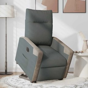 Elektrické zvedací polohovací křeslo tmavě šedé textil 3324101