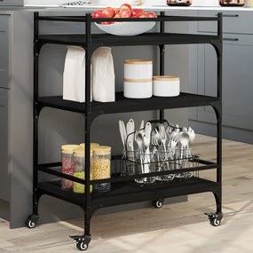 Kuchyňský vozík černý 65 x 40 x 86,5 cm kompozitní dřevo - Default Title