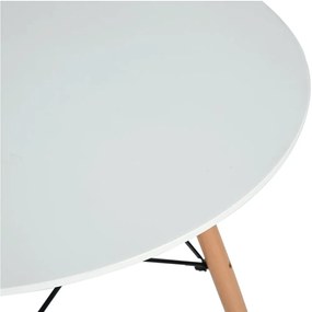 Kondela Jídelní stůl, bílá matná/buk, průměr 120 cm, DEMIN