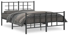 Kovový rám postele s hlavovým a nožním čelem černý 140 x 190 cm