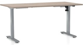 Výškově nastavitelný stůl OfficeTech A, 160 x 80 cm, šedá podnož, dub