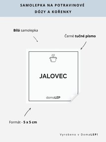 Samolepka na kořenky JALOVEC bílá 5 × 5 cm tučné písmo
