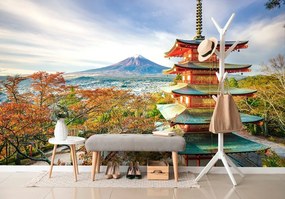 Fototapeta výhled na Chureito Pagoda a horu Fuji - 150x100 cm