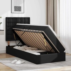 Postel s úložným prostorem s čelo Černá 100 x 200 cm Umělá kůže 3371653