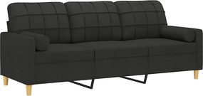 3místná pohovka s polštáři černá 180 cm textil 3200794