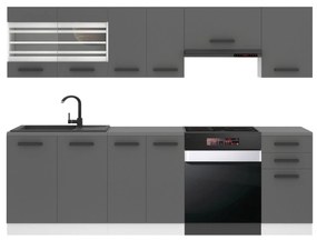 Kuchyňská linka Belini Premium Full Version 240 cm šedý mat s pracovní deskou  LILY