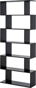 HOMCOM Moderní Knihovna se 6 Policemi pro Jídelnu, Obývací Pokoj a Kancelář 80x23x192 cm Černá | Aosom
