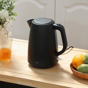 HOMCOM Elektrická konvice 1,7L, rychlovarná funkce, 2200W, s vyjímatelným filtrem proti vodnímu kameni, automatické vypnutí, Černá