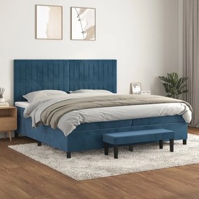 Box spring postel s matrací tmavě modrá 200x200 cm samet 3137987