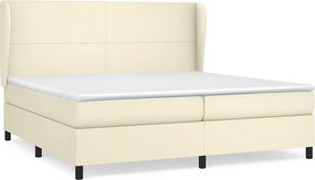 Box spring postel s matrací krémová 200x200 cm umělá kůže 3128933