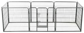 vidaXL Ohrádka pro psy 8 panelů ocelová 80 x 80 cm černá
